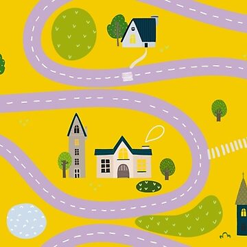 "Cartoon childish city . Vector childish seamless pattern with town ...