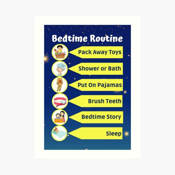 "Bedtime Routine Poster for Kids" Art Print for Sale by AshStylz ...