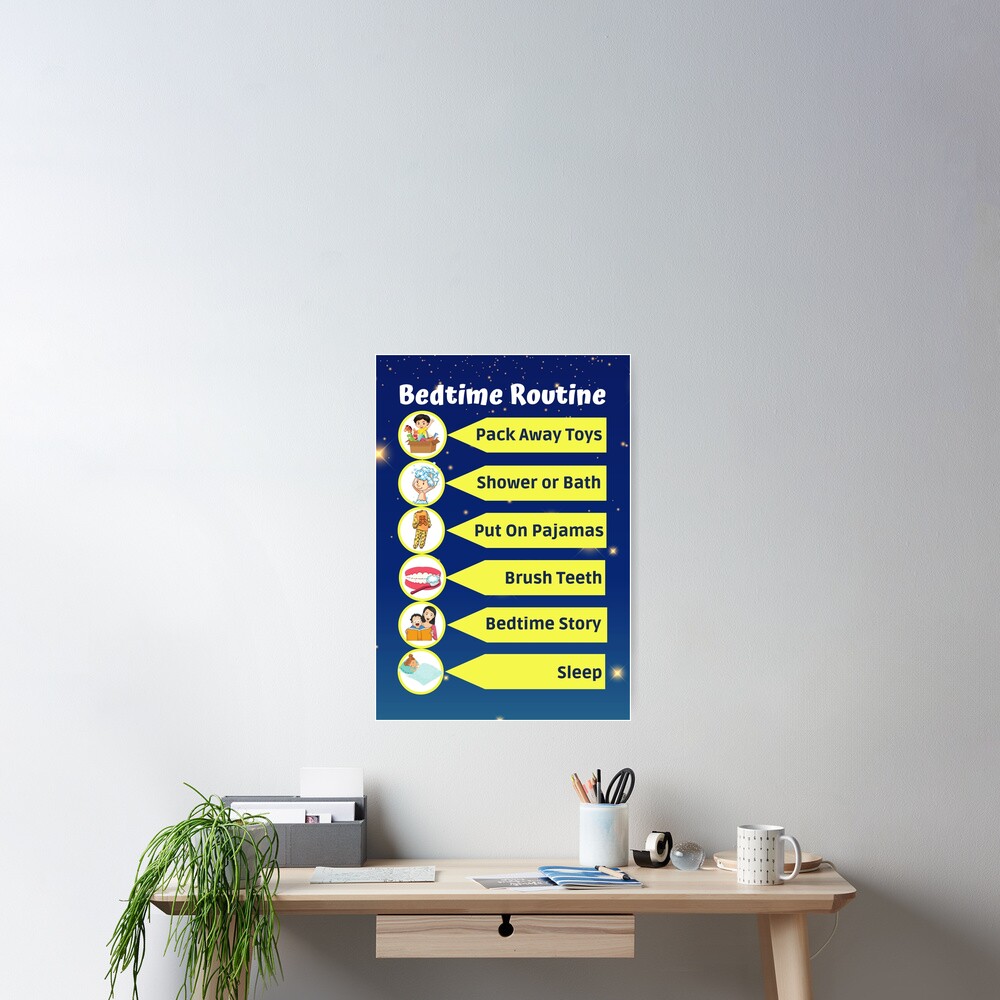 "Bedtime Routine Poster for Kids" Poster for Sale by AshStylz | Redbubble