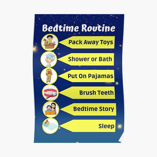 "Bedtime Routine Poster for Kids" Poster for Sale by AshStylz | Redbubble