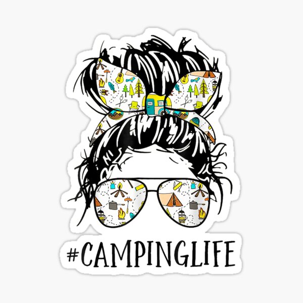 "Camper Life Mom Camping Life Humor Skull Shirt For Camper" Sticker for ...