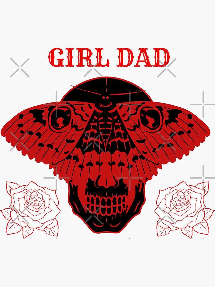 "Girl Dad Red skull-butterfly" Sticker for Sale by KS-Y | Redbubble