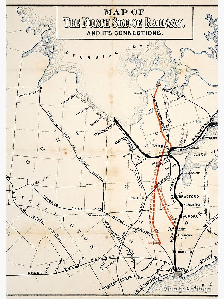 "Vintage North Simcoe Railway Map (circa 1877) and its Connections ...