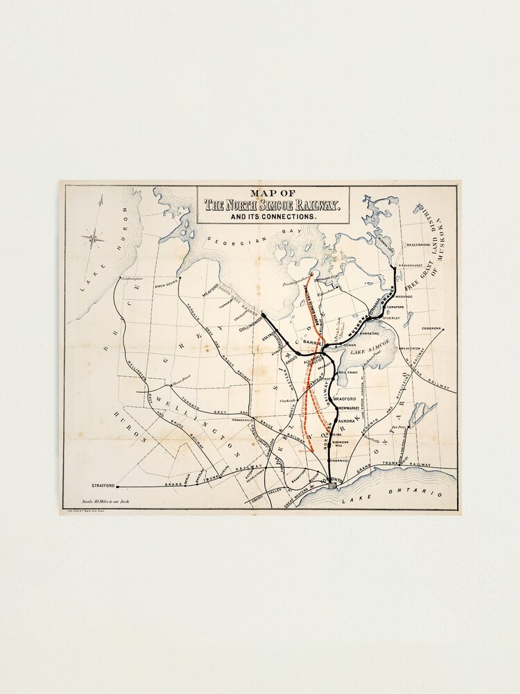 "Vintage North Simcoe Railway Map (circa 1877) and its Connections ...
