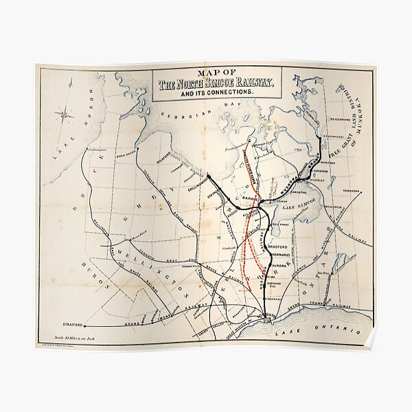 "Vintage North Simcoe Railway Map (ca. 1877) und ihre Verbindungen ...