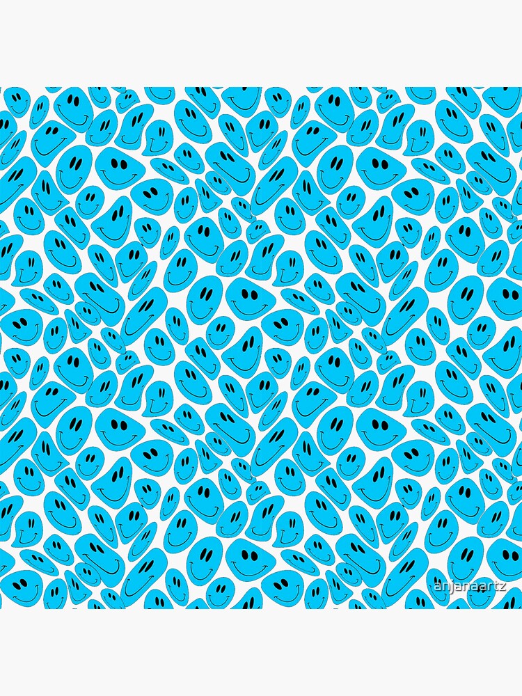 "Blue Smiley Faces Pattern " Sticker for Sale by anjanaartz | Redbubble
