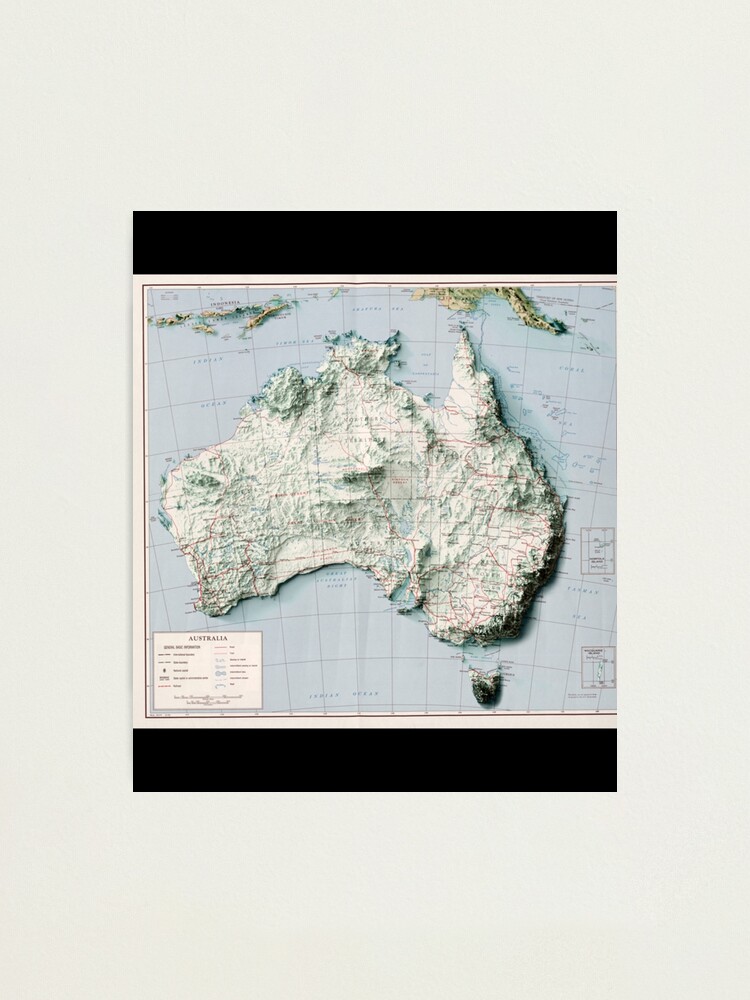 "1959 Australia Relief Map 3D digitally-rendered " Photographic Print ...