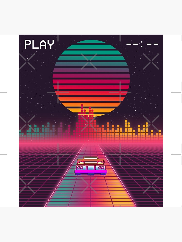 "Retro 80s Cyberpunk Synthwave Sunset fast car in Outrun" Poster for ...