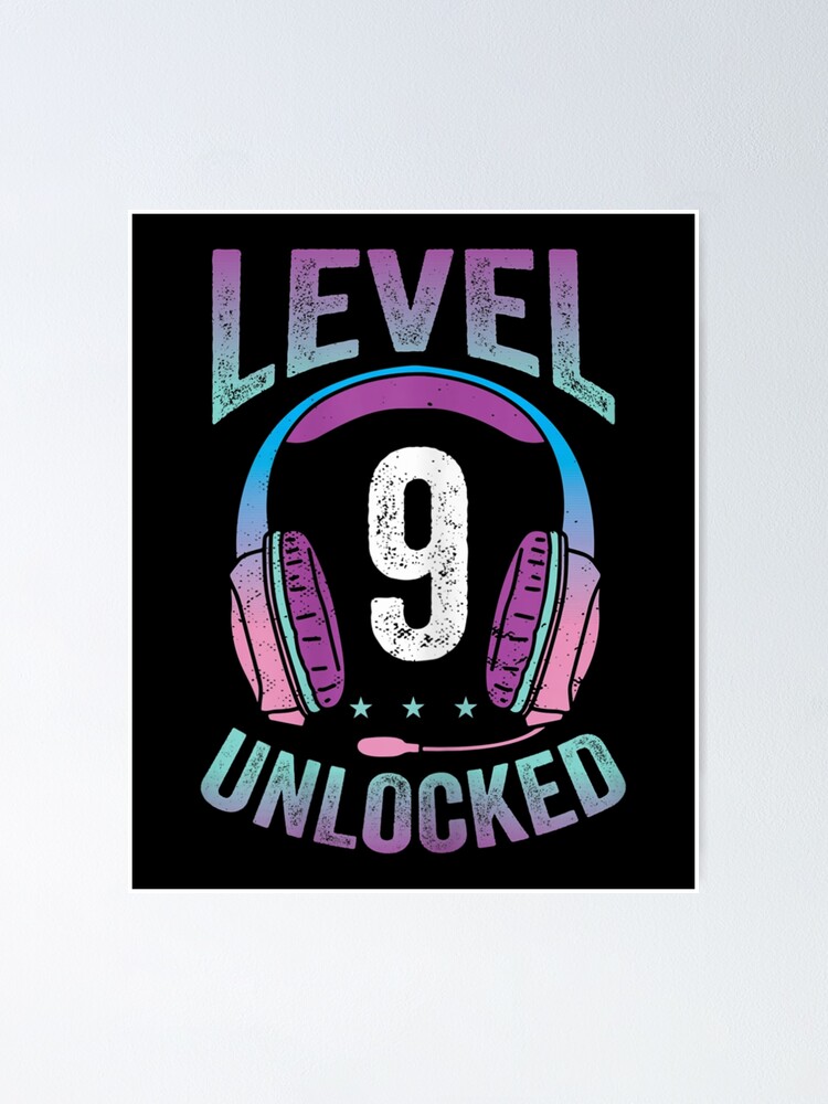 "Gamer Girl Level 9 Unlocked Video Game 9th Birthday Gift" Poster for ...
