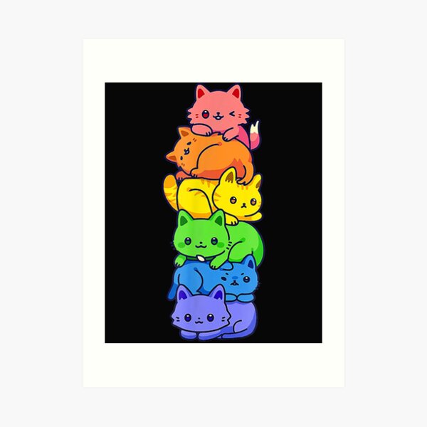 "pride allyship Gay Pride Cat LGBT Kawaii Cats Pile Cute Anime Rainbow ...