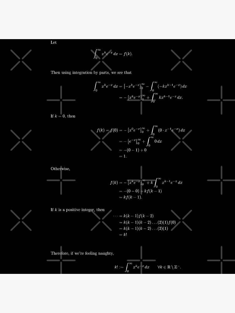 Integral Of X K E X Dx Between 0 And Infinity K White Art Print