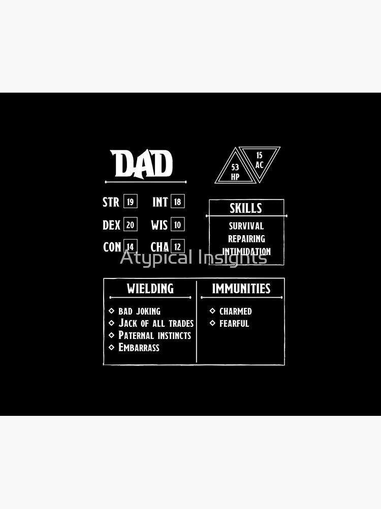 "Dad Character Sheet | Dungeons and Dragons Shirt | DND Shirt ...