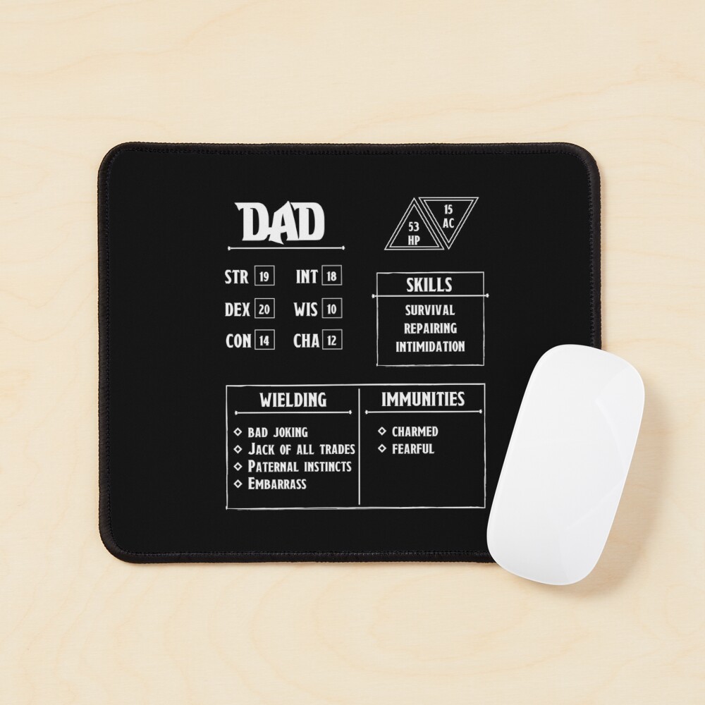 "Dad Character Sheet | Dungeons and Dragons Shirt | DND Shirt ...