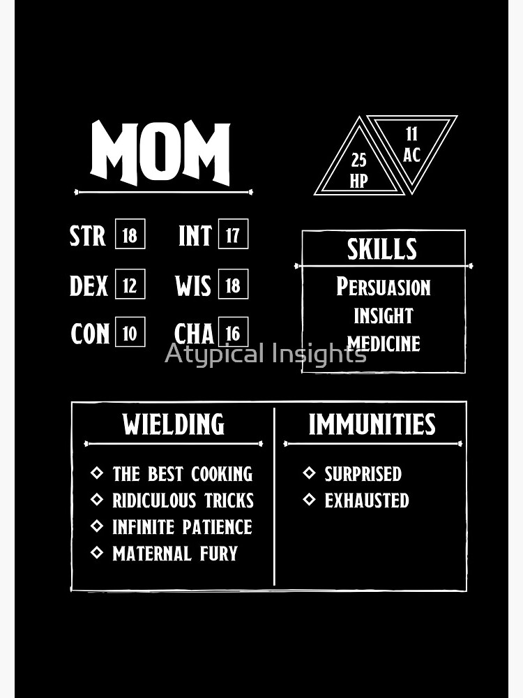 "Mom Character Sheet | Dungeons and Dragons Shirt | DND Shirt ...
