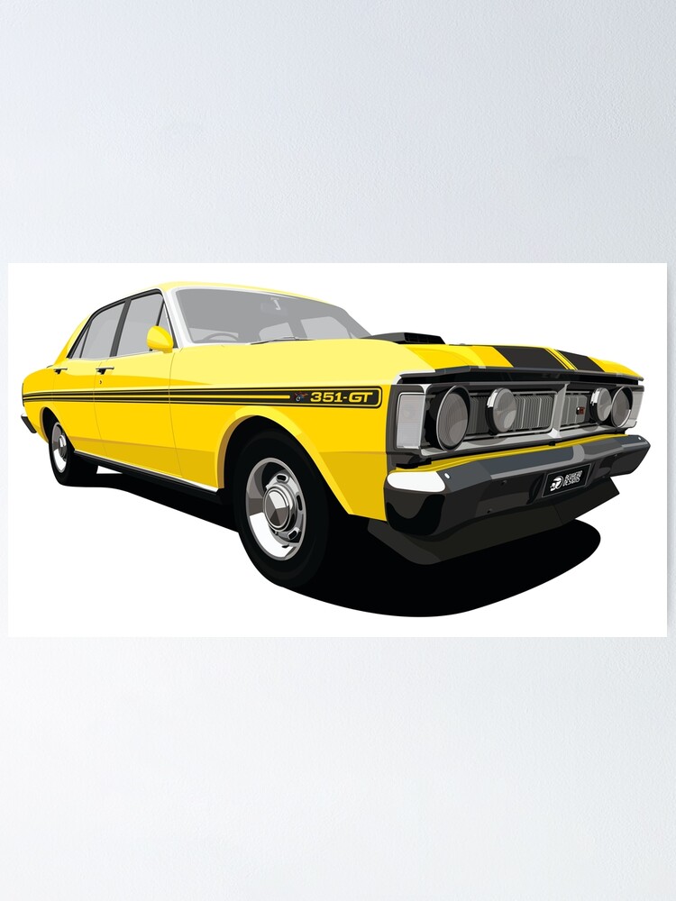 "1971 XY Falcon GTHO - Yellow Glow" Poster for Sale by RevHead-Designs ...