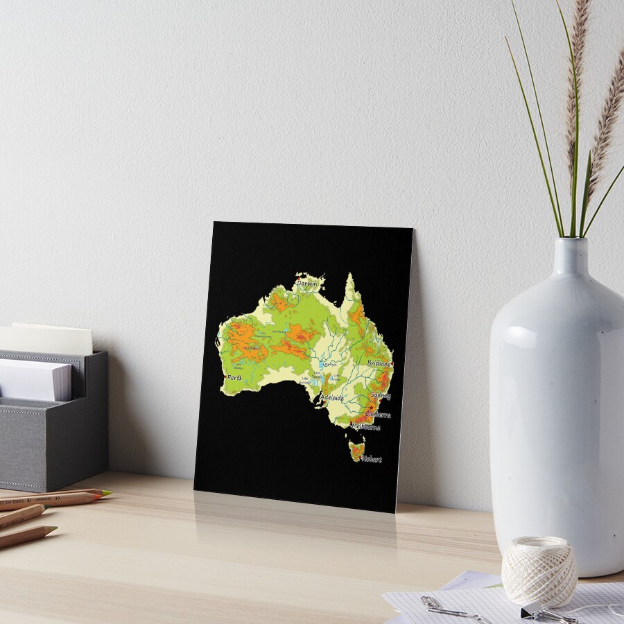 "Australia physical map topographic map of Australia lakes rivers ...