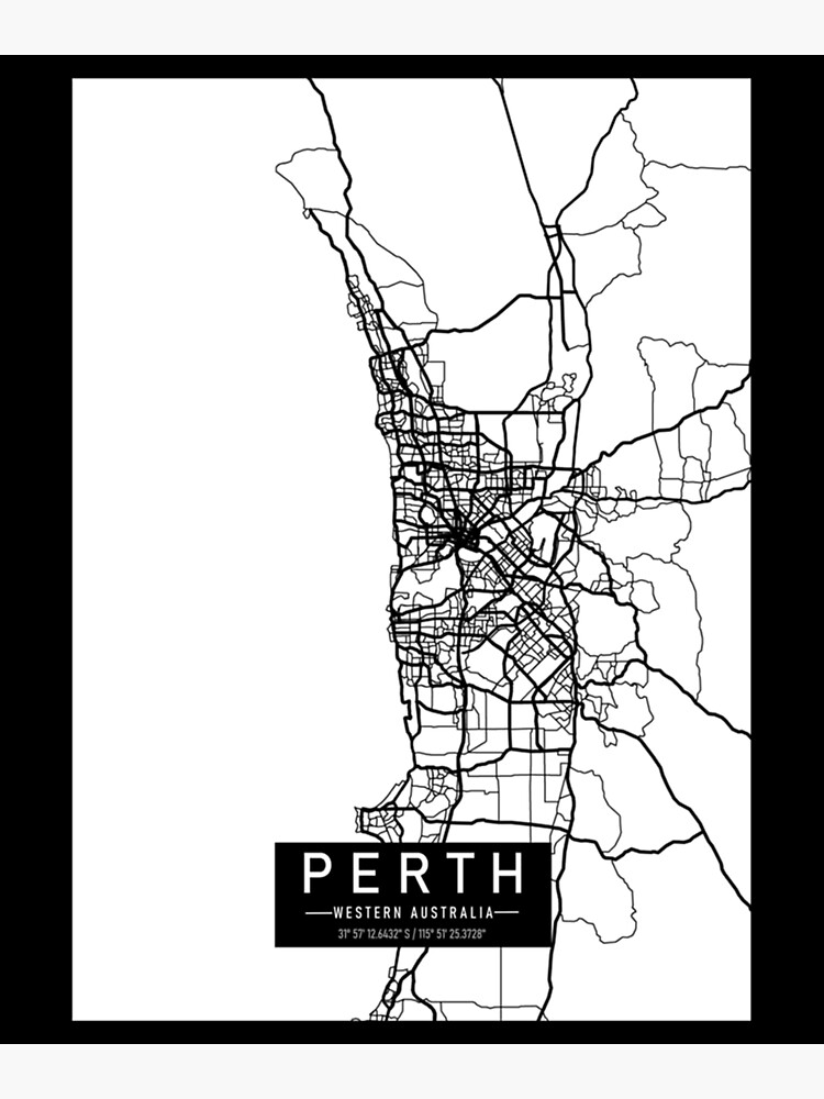 "Perth, WA - Vintage Map - Black and White " Poster for Sale by ...