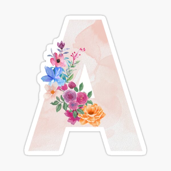 "Letter A pink floral watercolor design" Sticker for Sale by Pagsibol ...