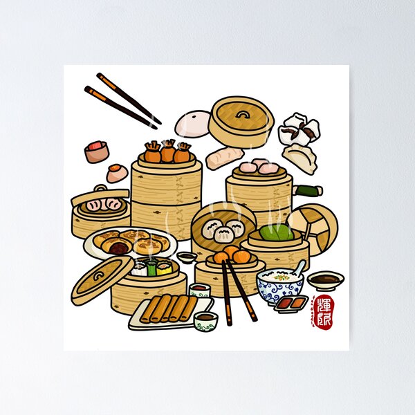 "Dim Sum (color)" Poster for Sale by FanDoodle | Redbubble