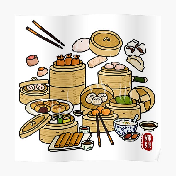 "Dim Sum (color)" Poster for Sale by FanDoodle | Redbubble