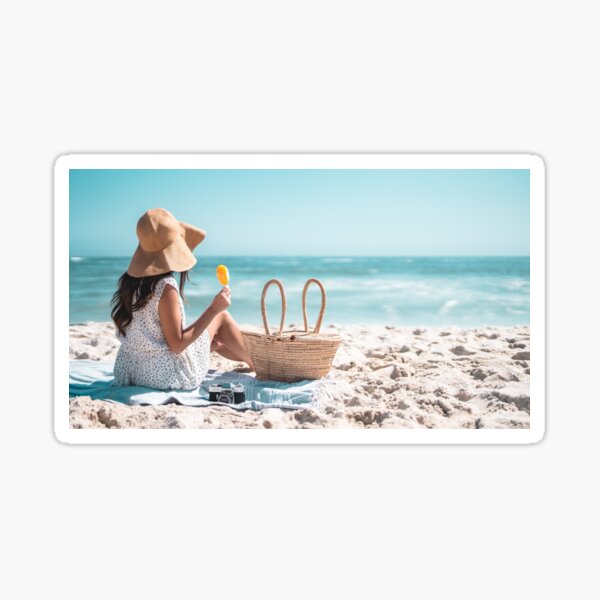 "Girl on the beach" Sticker for Sale by marygov | Redbubble