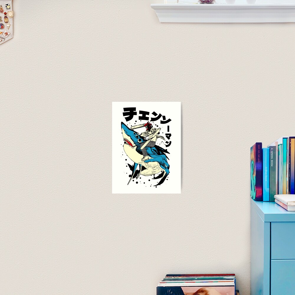 "Chainsaw Man Denji and Shark Fiend Beam" Art Print for Sale by ...