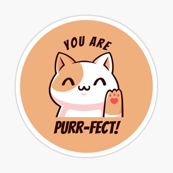 "Purr-fect Cute Kawaii Cat Art Design" Sticker for Sale by torchie ...