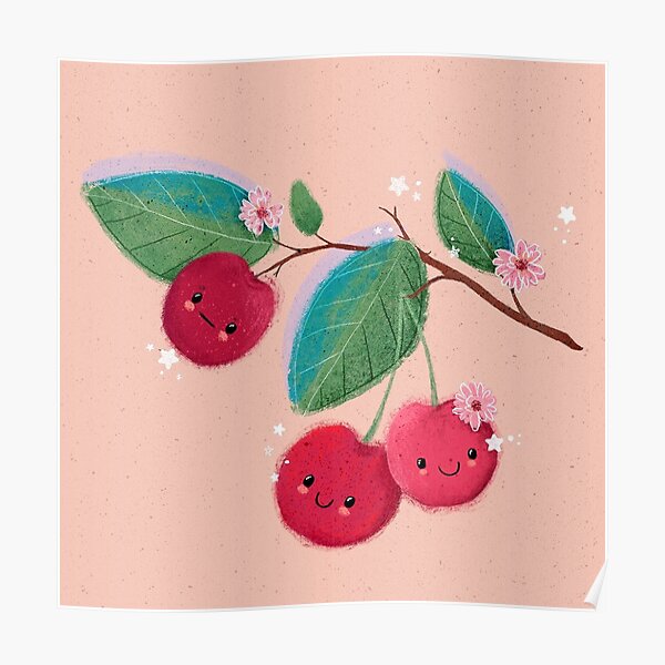"Cute Happy Cherry" Poster for Sale by TheCoolGuys | Redbubble