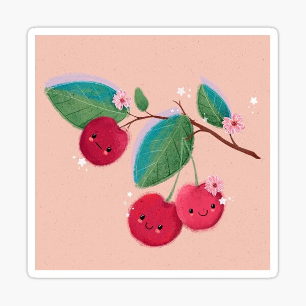 "Cute Happy Cherry" Sticker for Sale by TheCoolGuys | Redbubble