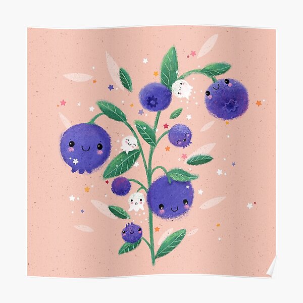 "Cute Happy Blueberry" Poster for Sale by TheCoolGuys | Redbubble
