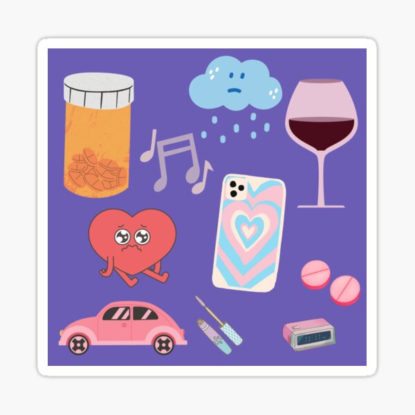"sad teenage girl starter pack collage!" Sticker for Sale by ...