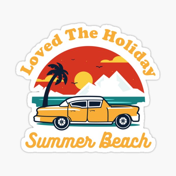 "Summer car design with colorful beach" Sticker by PrintPal | Redbubble
