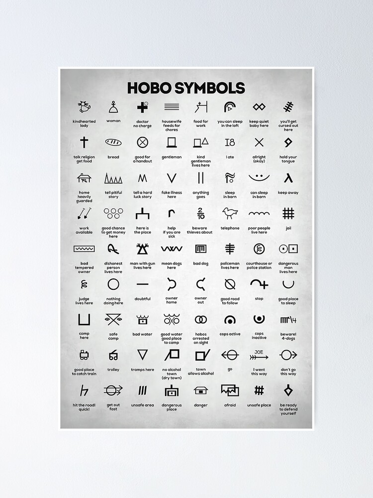 "Hobo Symbols (White)" Poster for Sale by SelentingArts | Redbubble