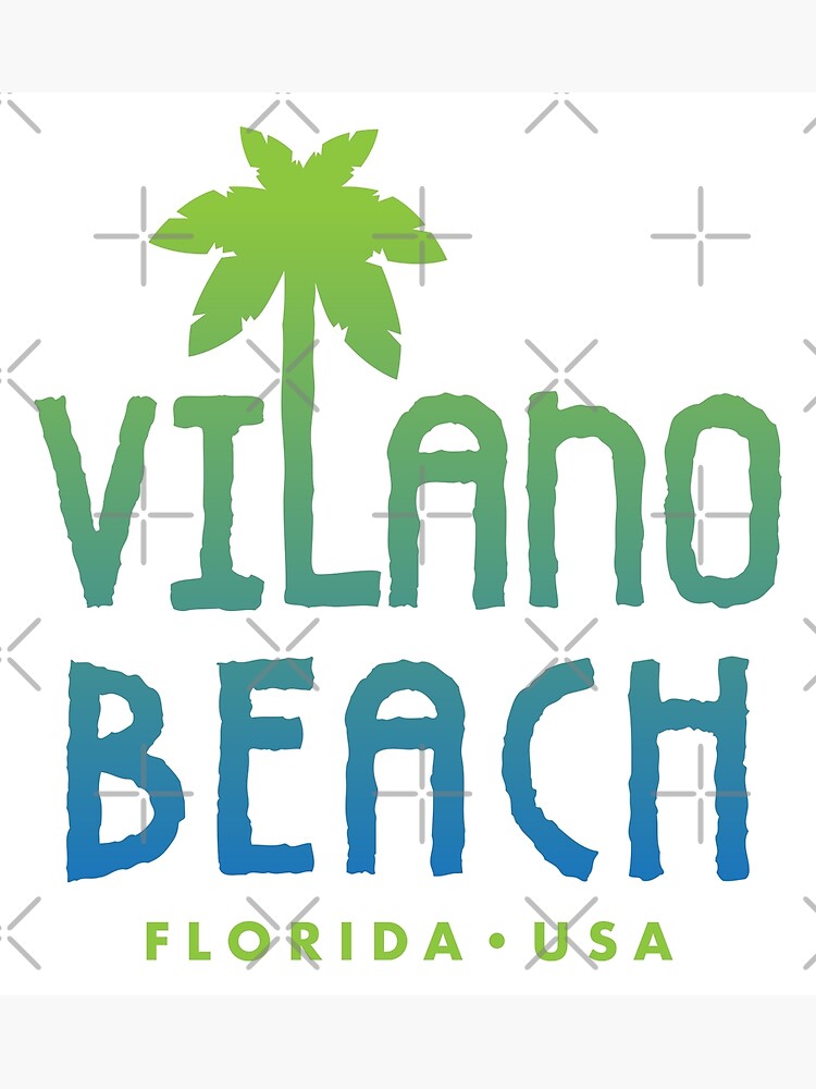 "Vilano Beach Florida Typographic Palm Tree Design" Poster for Sale by ...
