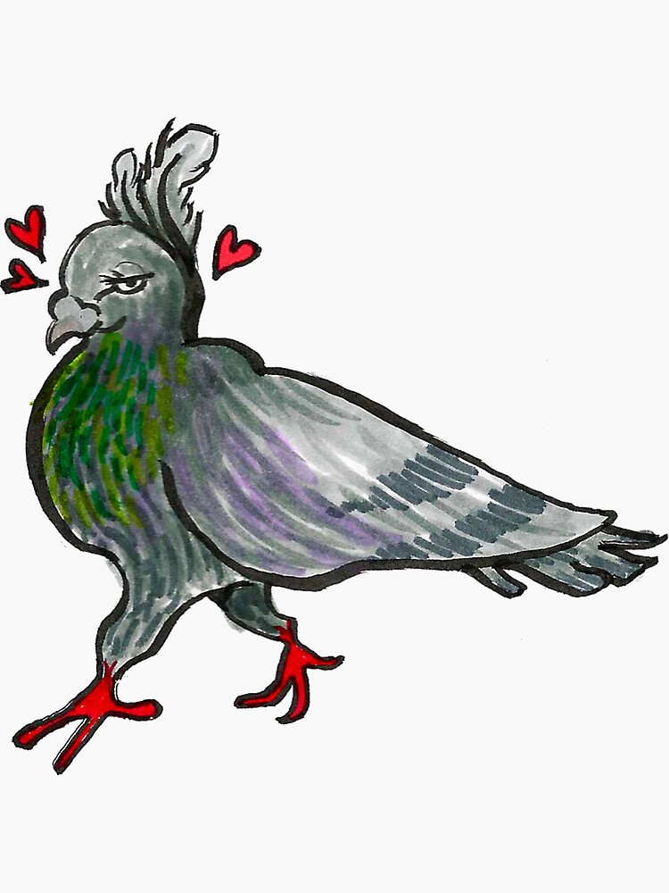 "Pigeon Strut" Sticker by isabelzawtun | Redbubble