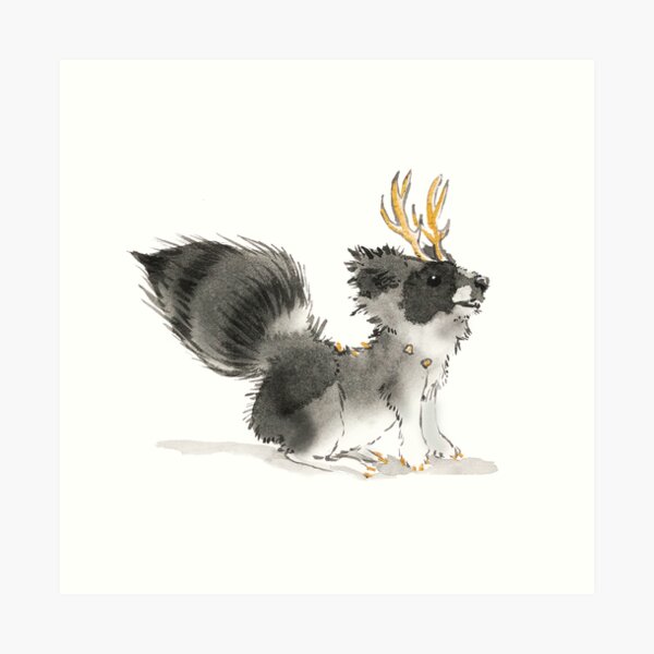 Digital Prints Prints Squirrel Art Print Ghost Whimsical Nature Flora ...