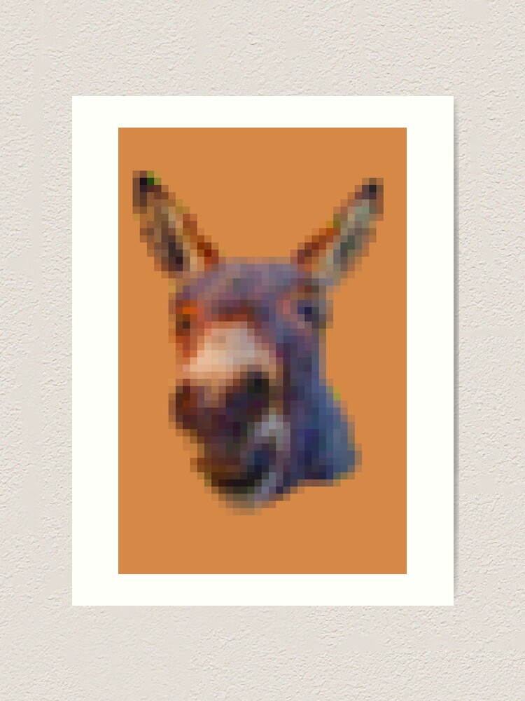 "Donkey Donkey Burro Pixel Art Animal Digital" Art Print for Sale by ...