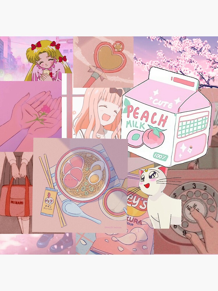 "Pink Anime Collage " Sticker for Sale by R1verr | Redbubble