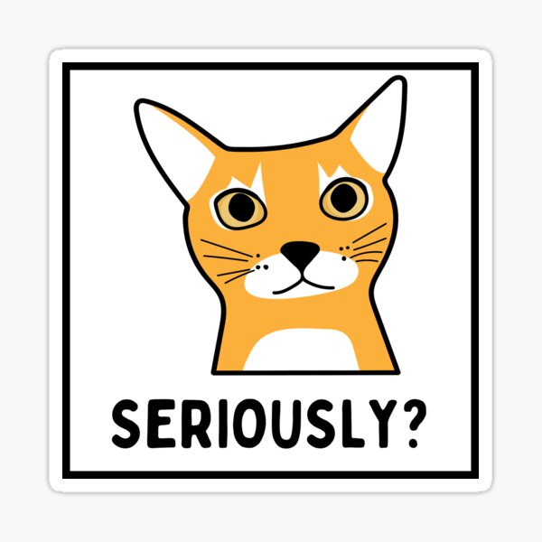 "Seriously Face Cat - Seriously? Funny And Sarcastic" Sticker for Sale ...