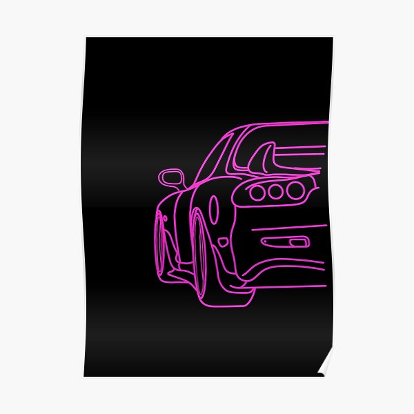 "Rx7 line design pink! Car t-shirt! Car art!" Poster for Sale by ...