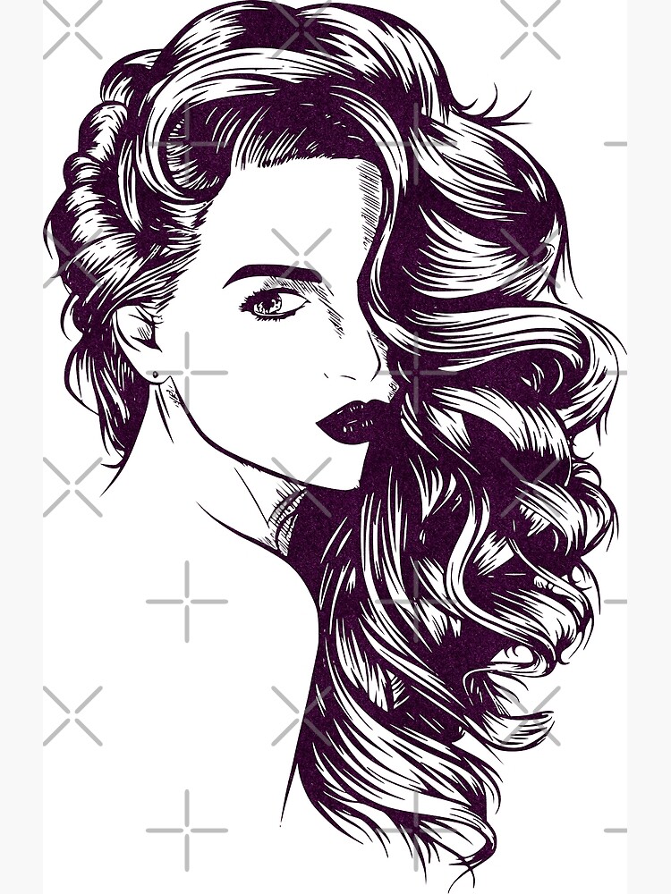 " Fearless Attractive Beautiful Woman Feminist Line Art Print" Poster ...