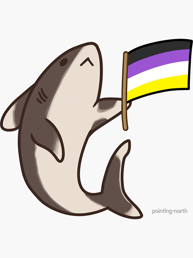 "Nonbinary Pride Shark" Sticker for Sale by pointing-north | Redbubble