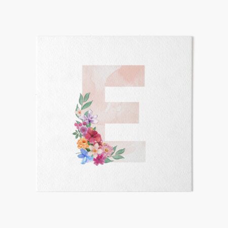 "Letter E pink floral watercolor design" Art Board Print by Pagsibol ...