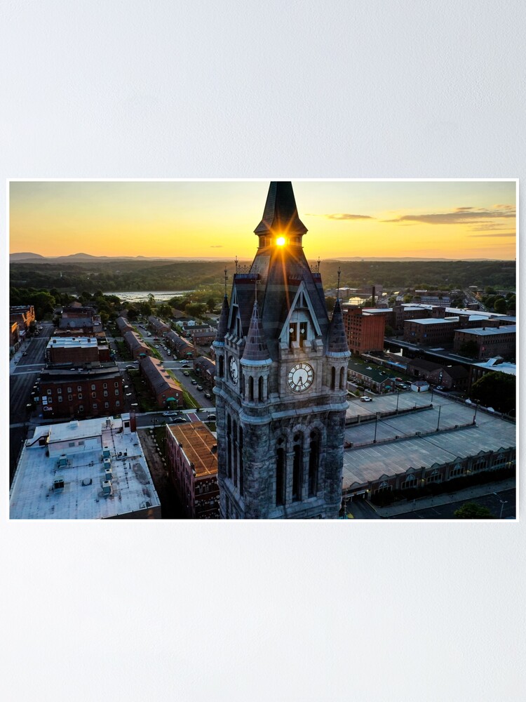 "Holyoke Massachusetts - Paper City - City Hall Sunrise" Poster for ...