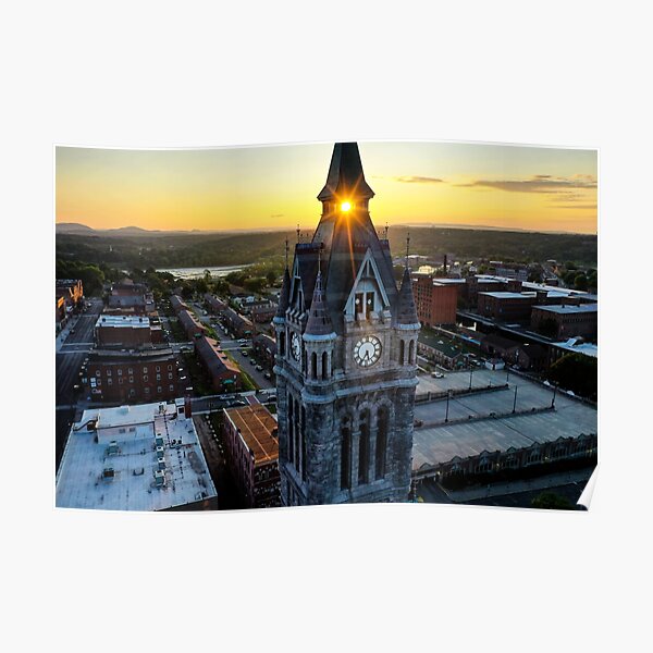 "Holyoke Massachusetts - Paper City - City Hall Sunrise" Poster for ...