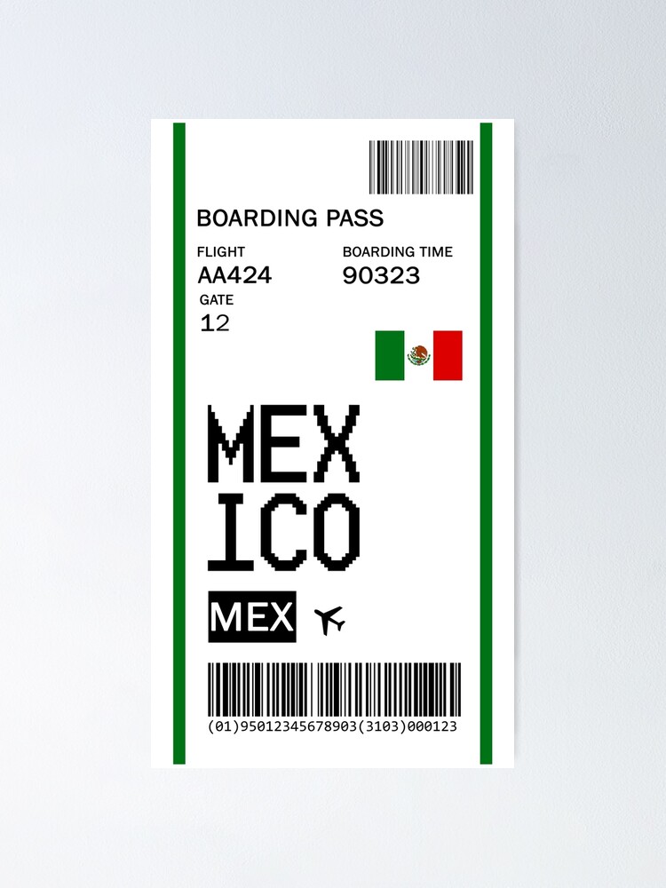 Póster «Mexico Boarding Pass Ticket Airline Airplane Travel» de ...