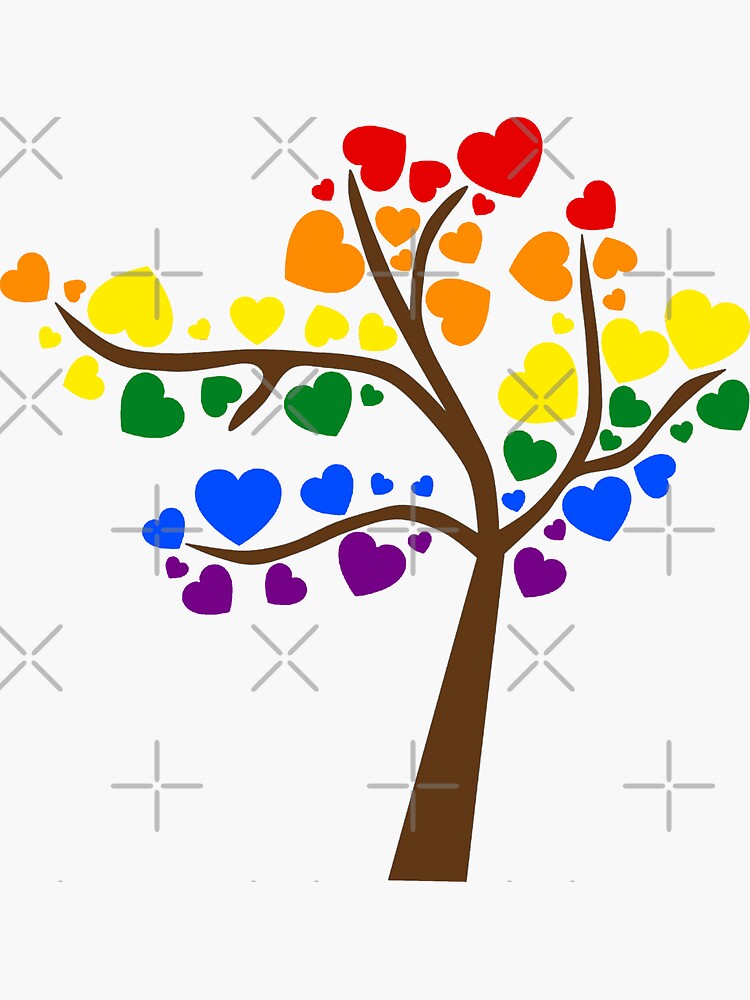 "Rainbow heart tree" Sticker for Sale by Sci-Art-Cafe | Redbubble