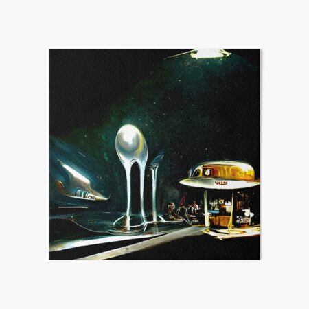 "Alien Diner, AI Art" Art Board Print for Sale by TwoMilesBlue | Redbubble