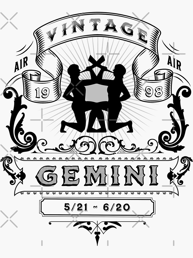 "The Zodiac Sign of Gemini Black and White Vintage 1998" Sticker for ...