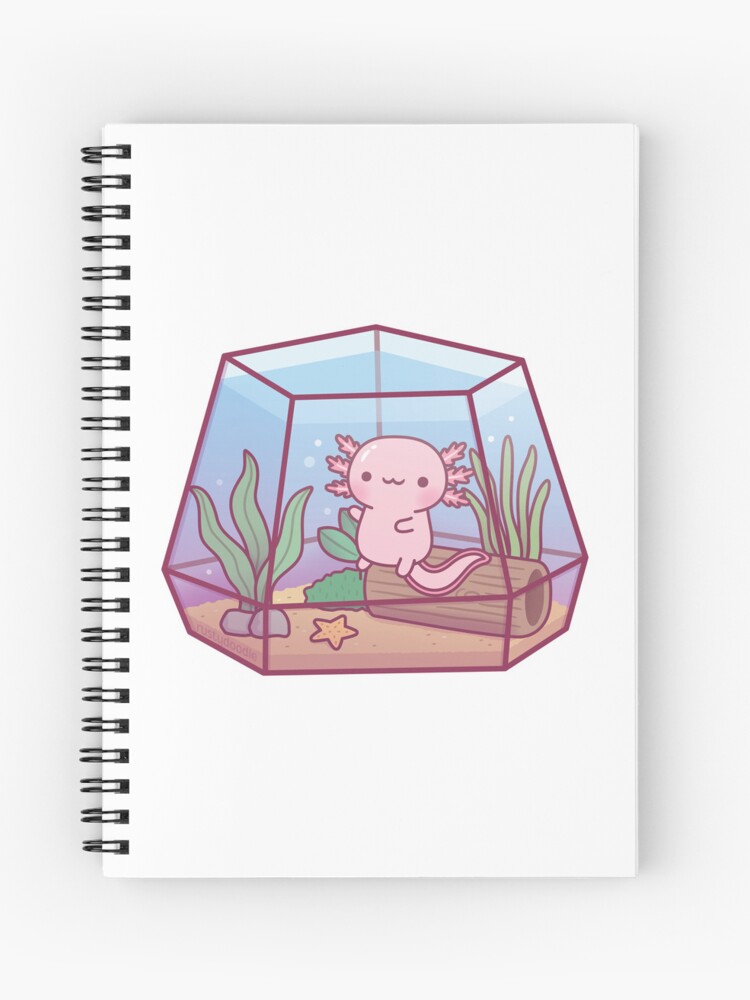"Cute Axolotl In Aquarium" Spiral Notebook for Sale by rustydoodle ...